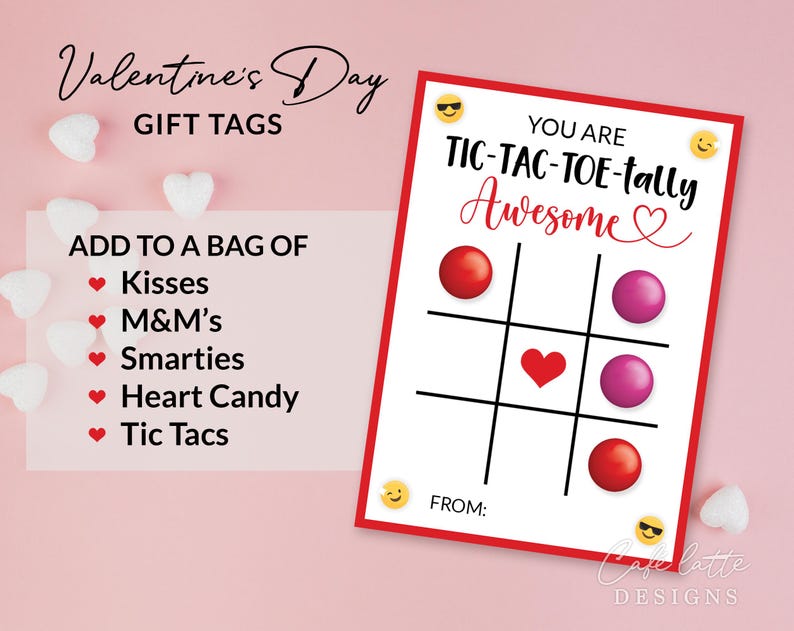 Valentines Tic Tac Toe Cards Printable, Valentines Day Gift Tags for ...