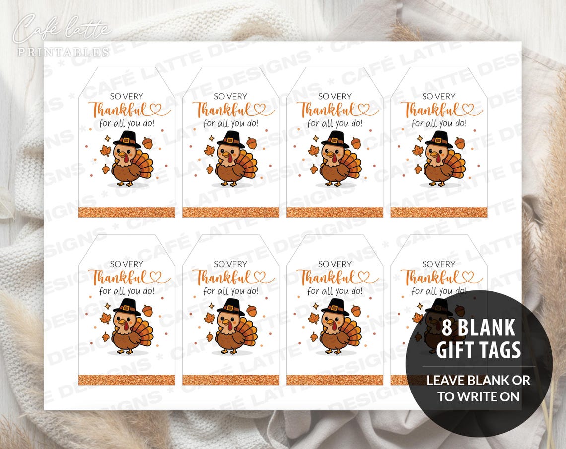 Thanksgiving Gift Tags Printable, Custom Thankful School Kids Treat Bag ...