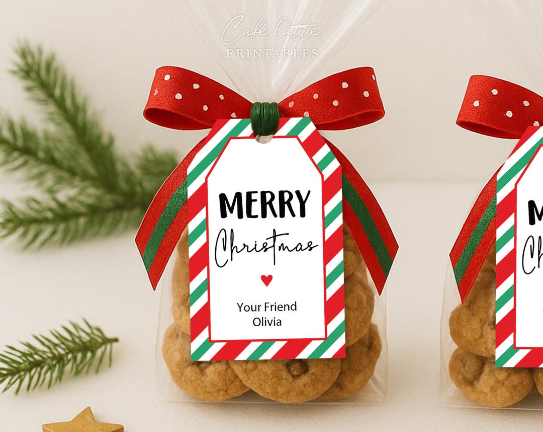 Classic Christmas Gift Tags Printable, Custom Merry Christmas School ...