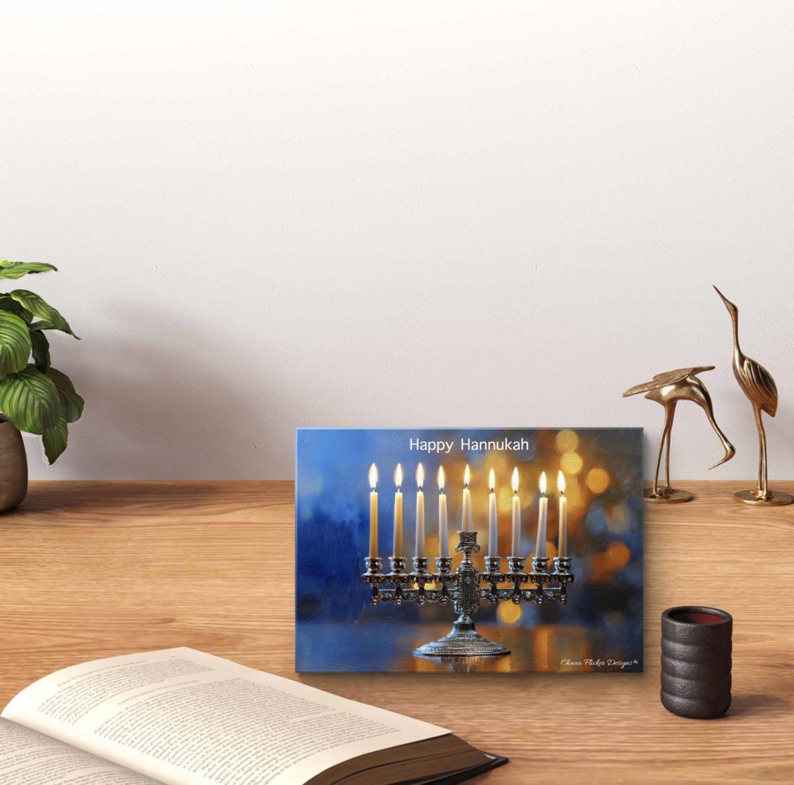 Silver Menorah Hanukkah Print | Jewish Holiday Digital Download | Happy ...