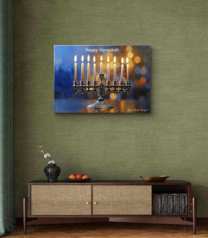 Silver Menorah Hanukkah Print | Jewish Holiday Digital Download | Happy ...