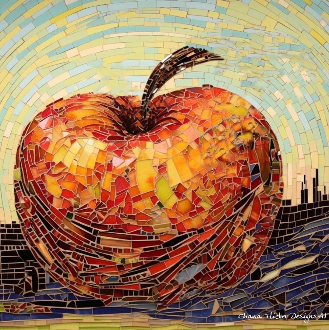 Apple Mosaic Rosh Hashanah Print: Shana Tova Card, Wall Art (digital ...