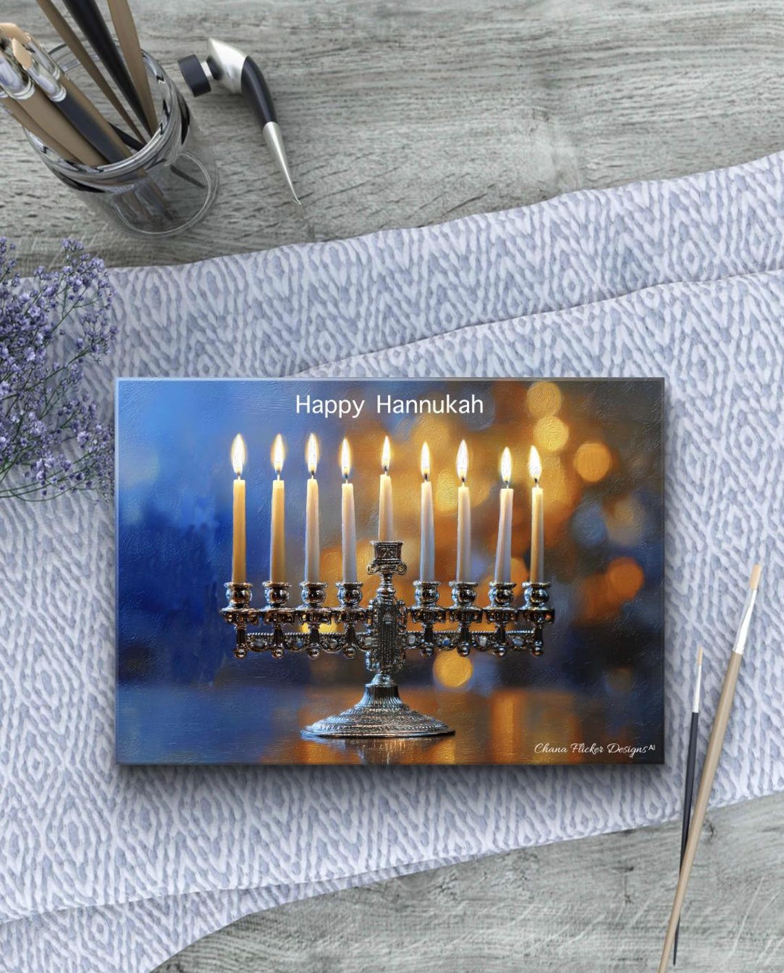 Silver Menorah Hanukkah Print | Jewish Holiday Digital Download | Happy ...