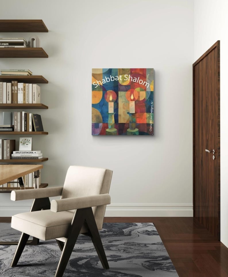 Abstract Shabbat Shalom Candle Card – Jewish Digital Download - Etsy