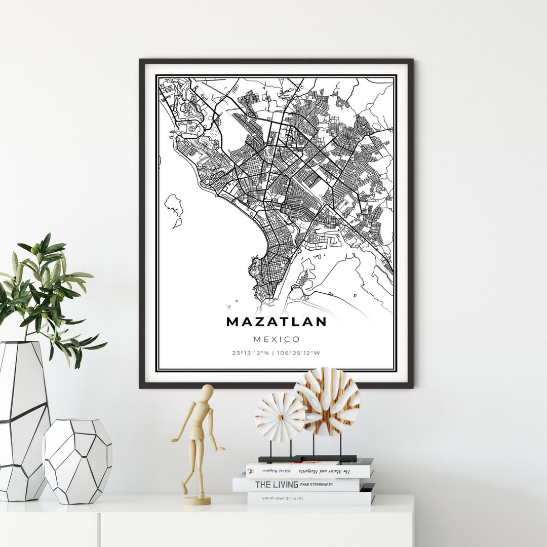 Mazatlan Map Print, Mexico Map Art Poster, City Map Wall Art, City Map ...