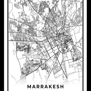 Marrakesh Map Print Morocco Map Art Poster Marrakech City - Etsy