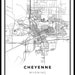 Cheyenne Map Print, Wyoming WY USA Map Art Poster, City Street Road Map ...