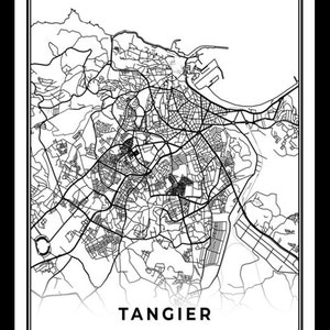 Tangier Map Print, Morocco Map Art Poster, Tingis Tanger Tangiers City ...