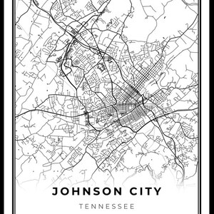 Johnson City Map Print, Tennessee TN USA Map Art Poster, City Street ...