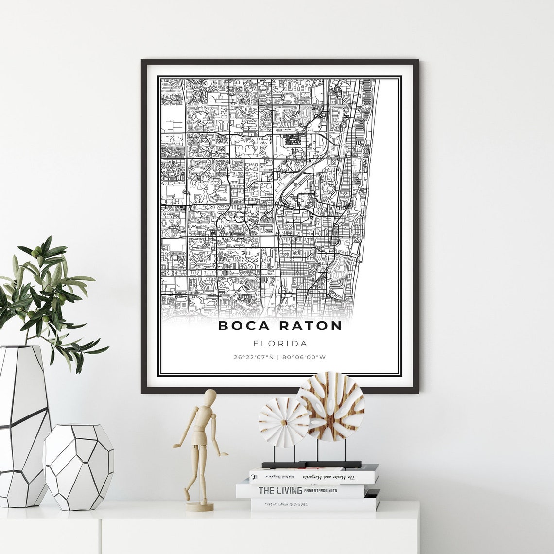 Boca Raton Map Print Florida FL USA Map Art Poster Palm | Etsy