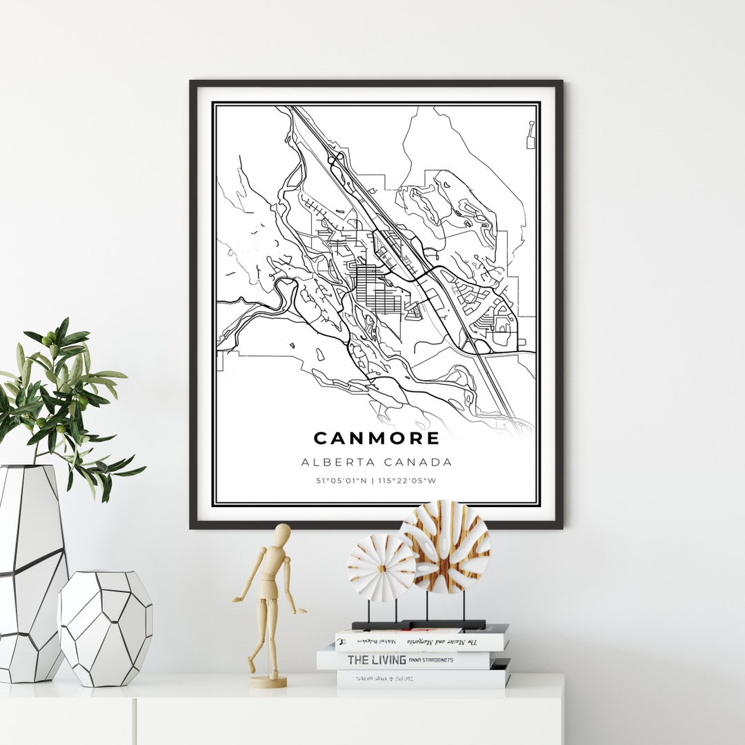 Canmore Alberta Map Art Print: Minimalist City Wall Art - Etsy