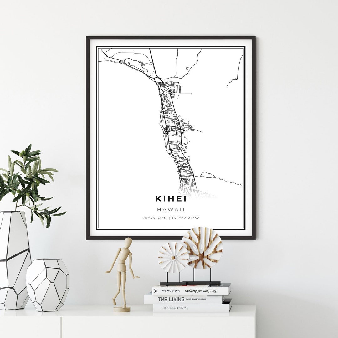 Kihei Maui Hawaii Map Art Print: City Street Decor - Etsy