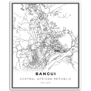 Bangui Map Print Central African Republic Map Art Poster CAR - Etsy