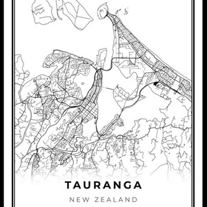 Tauranga Map Print, New Zealand Map Art Poster, Bay of Plenty, City Map ...