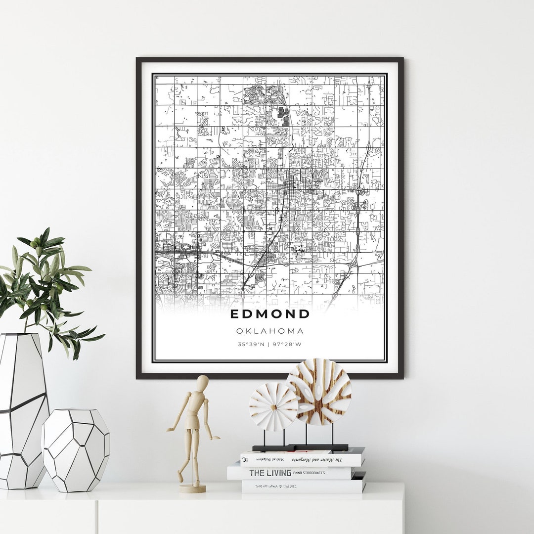 Edmond Map Print, Oklahoma OK USA Map Art Poster, City Street Road Map ...