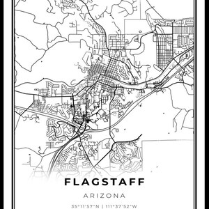 Flagstaff Map Print, Arizona AZ USA Map Art Poster, City Street Road ...