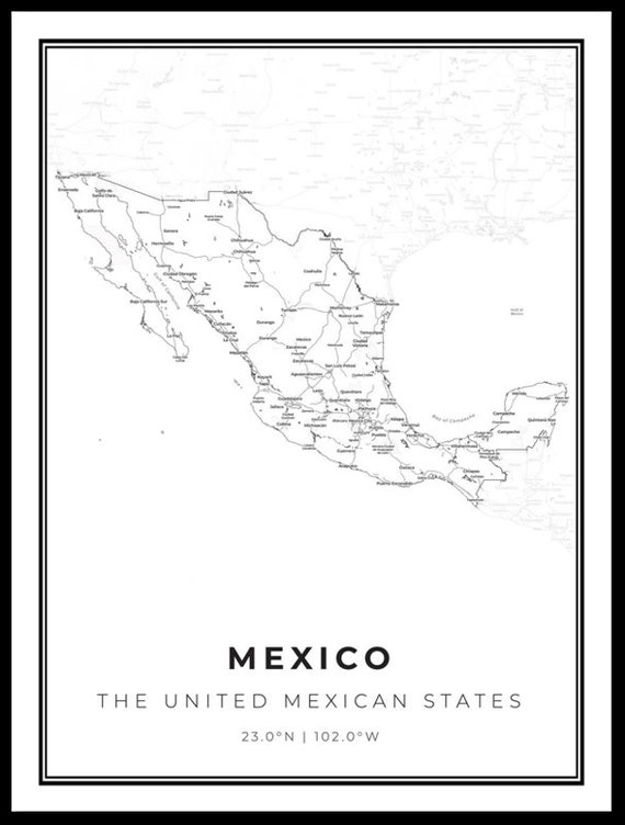 Mexico Outline Map Printable Poster