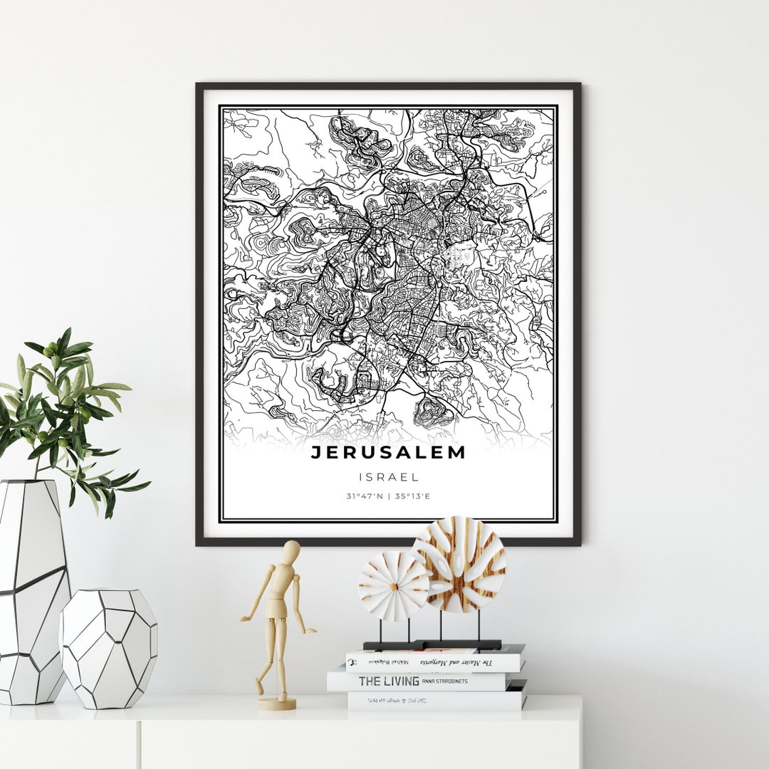 Jerusalem Map Print Israel Map Art Poster City Map Wall Art - Etsy