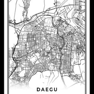 Daegu Map Print, South Korea Map Art Poster, Daeku City Map Wall Art ...
