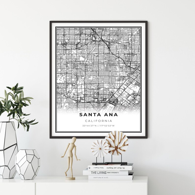 Santa Ana Map Print California CA USA Map Art Poster City - Etsy
