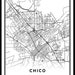 Chico Map Print California CA USA Map Art Poster Butte - Etsy
