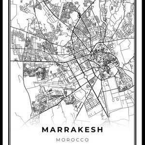 Marrakesh Map Print Morocco Map Art Poster Marrakech City - Etsy