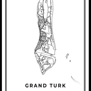 Grand Turk Map Print, Turks and Caicos Islandsmap Art Poster, City Map ...