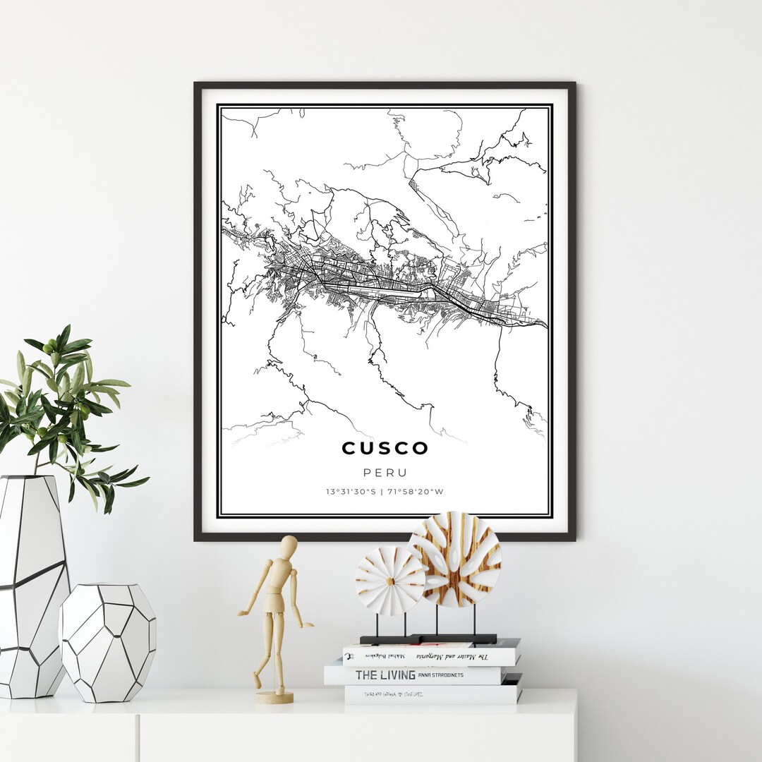 Cusco Map Print Peru Map Art Poster City Street Road Map - Etsy