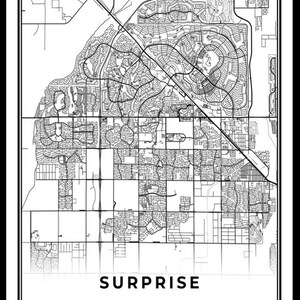 Surprise Map Print, Arizona AZ USA Map Art Poster, City Street Road Map ...