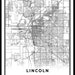 Lincoln Map Print, Nebraska NE USA Map Art Poster, City Street Road Map ...