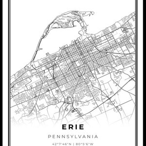 Erie Pennsylvania Map Art Print: City Street Map Poster - Etsy