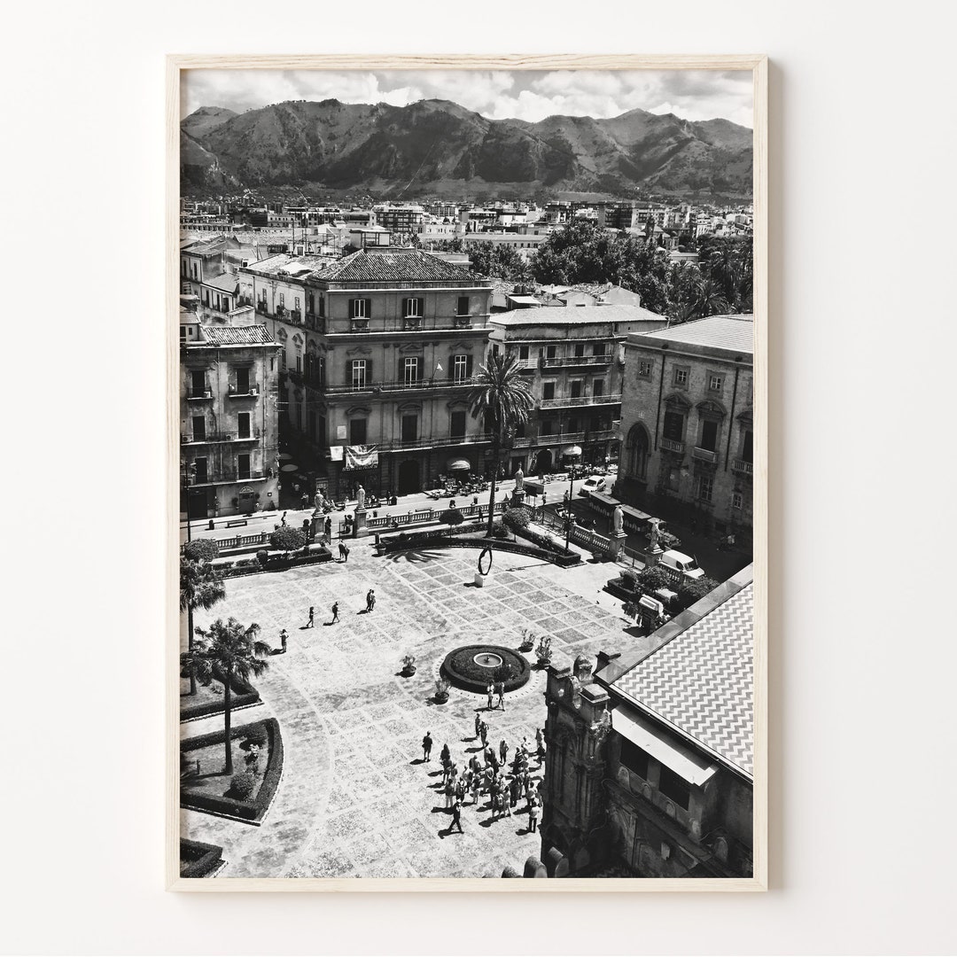 Palermo Print: Black and White Sicily Wall Art - Etsy