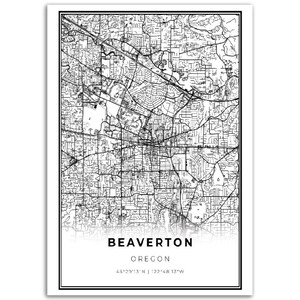 Beaverton Map Print, Oregon OR USA Map Art Poster, Portland City Street ...