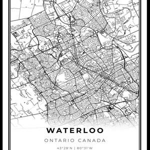 Waterloo Ontario Map Art Print: City Street Map Poster - Etsy