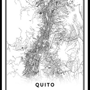 Quito Map Print Ecuador Map Art Poster Pichincha City - Etsy