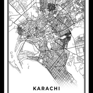 Karachi Map Print, Pakistan Map Art Poster, City Street Road Map Wall ...