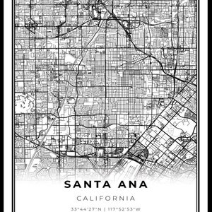 Santa Ana Map Print California CA USA Map Art Poster City - Etsy