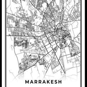 Marrakesh Map Print Morocco Map Art Poster Marrakech City - Etsy