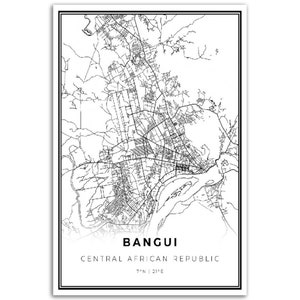Bangui Map Print Central African Republic Map Art Poster CAR - Etsy