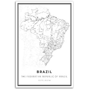 Brazil Map Poster: Country Road Wall Art - Etsy