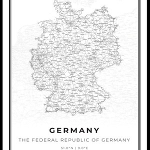 Germany Map Poster: Country Road Map Wall Art - Etsy