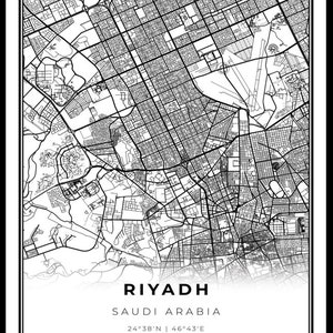 Downtown Riyadh Map Print, Saudi Arabia Map Art Poster, City Map Wall ...
