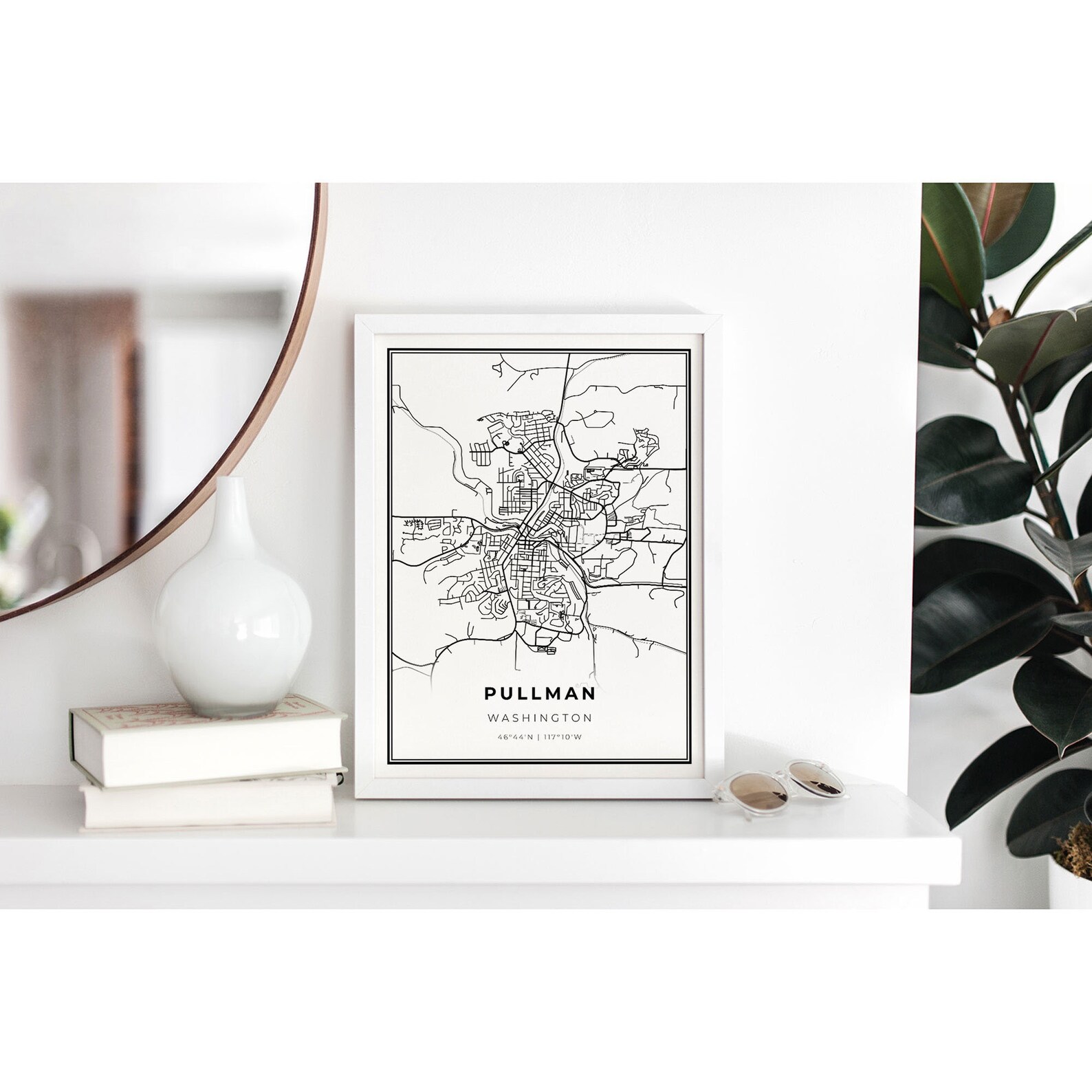 Pullman Map Print Washington WA USA Map Art Poster WSU | Etsy