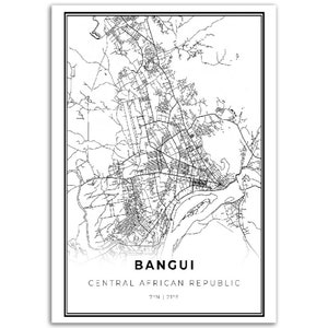 Bangui Map Print Central African Republic Map Art Poster CAR - Etsy