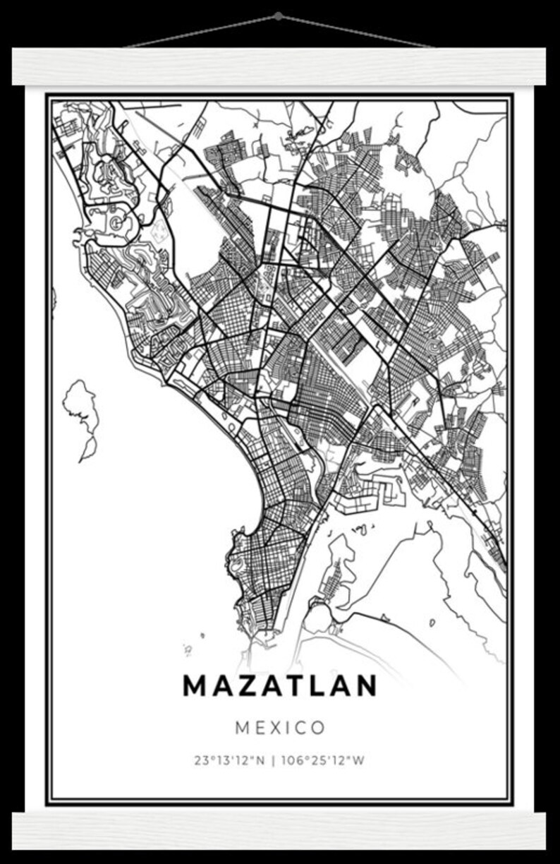 Mazatlan Mexico Map Art Print: Cityscape Wall Art - Etsy