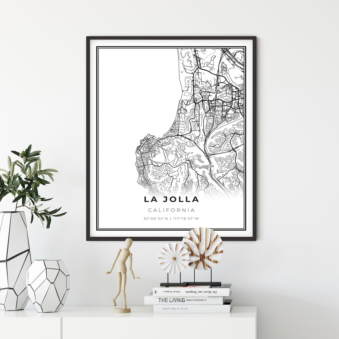 La Jolla Map Print, California CA USA Map Art Poster, San Diego City ...