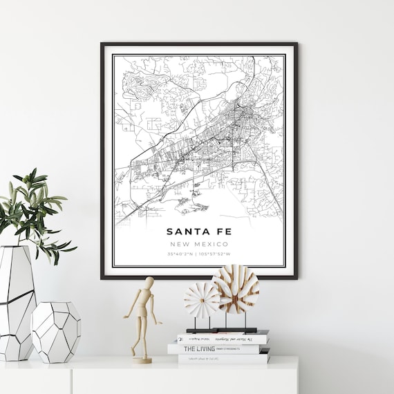 Santa Fe Map Print New Mexico NM USA Map Art Poster City | Etsy