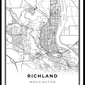 Richland Washington Map Print: Tri-cities Street Map Art - Etsy