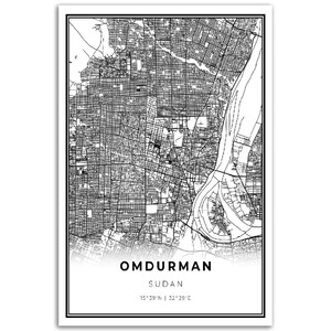 Omdurman Map Print, Sudan Art Poster, City Street Road Map Wall Art ...