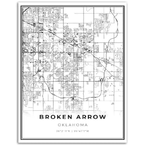 Broken Arrow Map Print Oklahoma OK USA Map Art Poster City - Etsy